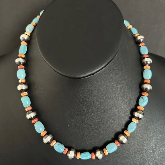 Jewelry | Sterling Silver Graduated Blue Turquoise Spiny Oyster Bead ...